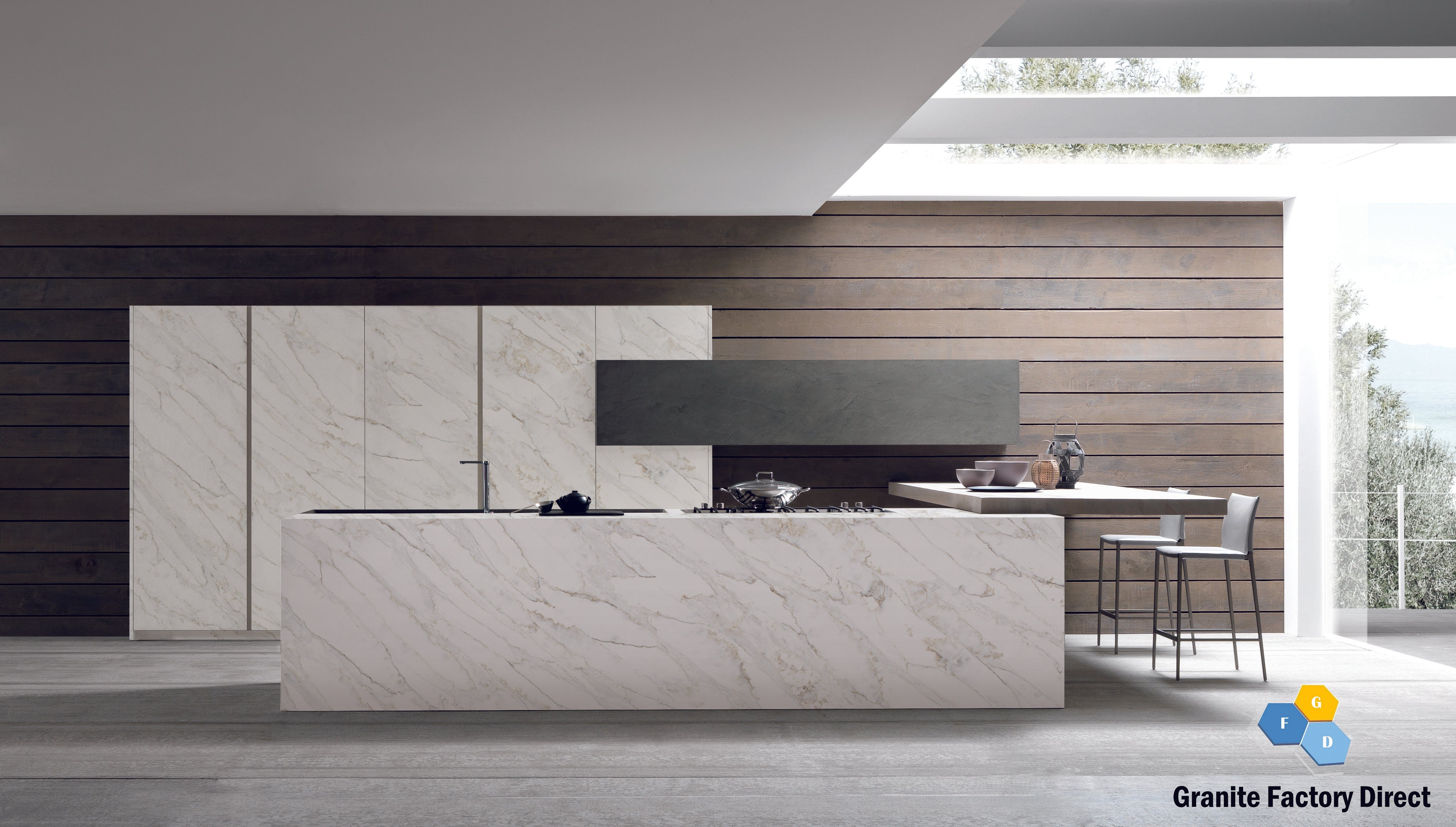 Aristone Gold Quartz Countertop, Island, and Slab – Granite Factory Direct